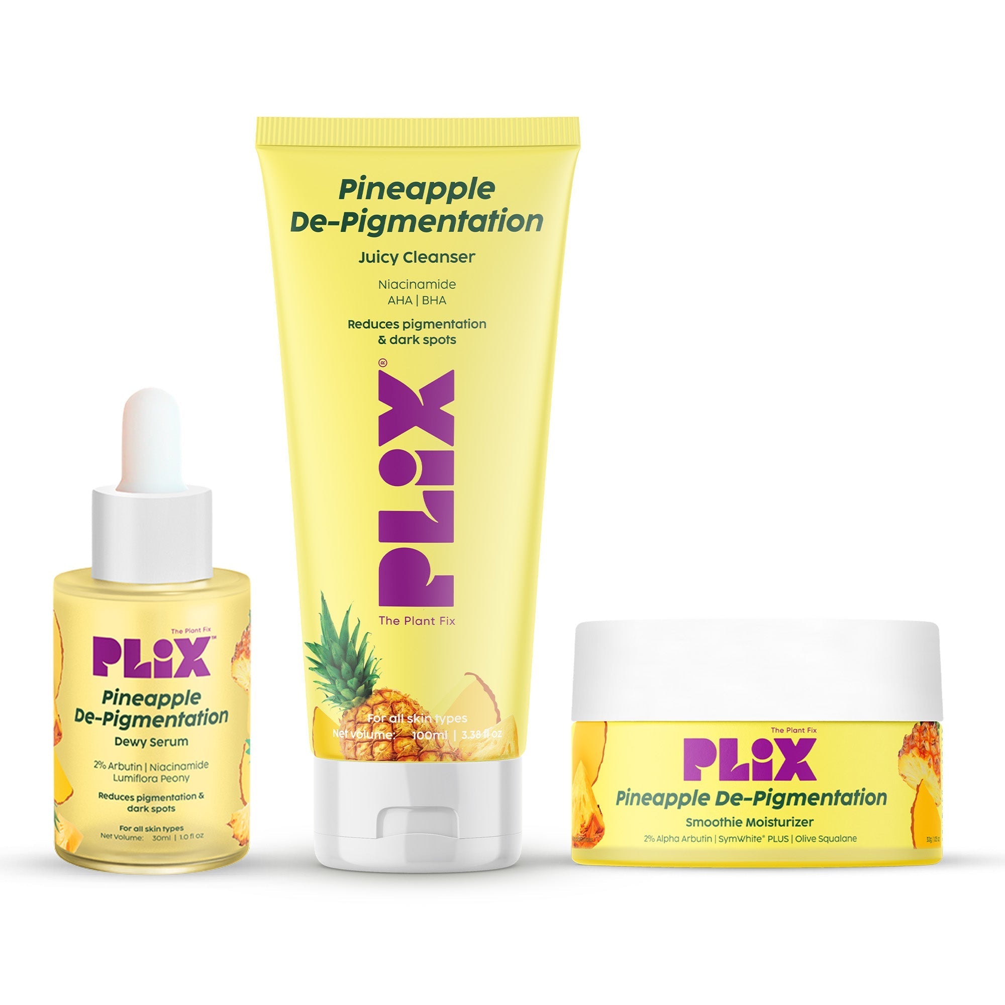 Pineapple De-Pigmentation Face Wash, Serum & Moisturizer Combo ...